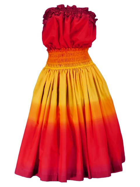 Hula Tube Top & Pa'u Set-Up / Gradation / Yellow & Red / J1248-hulaohana