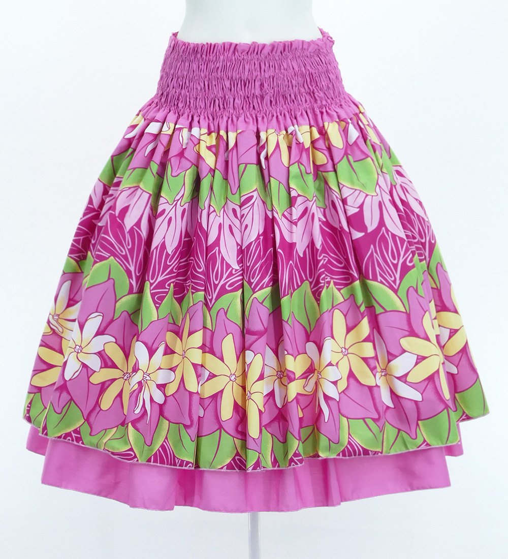 Hula Double & Reversible Pau Skirt with Tiare Print / Pink / G2772 ...